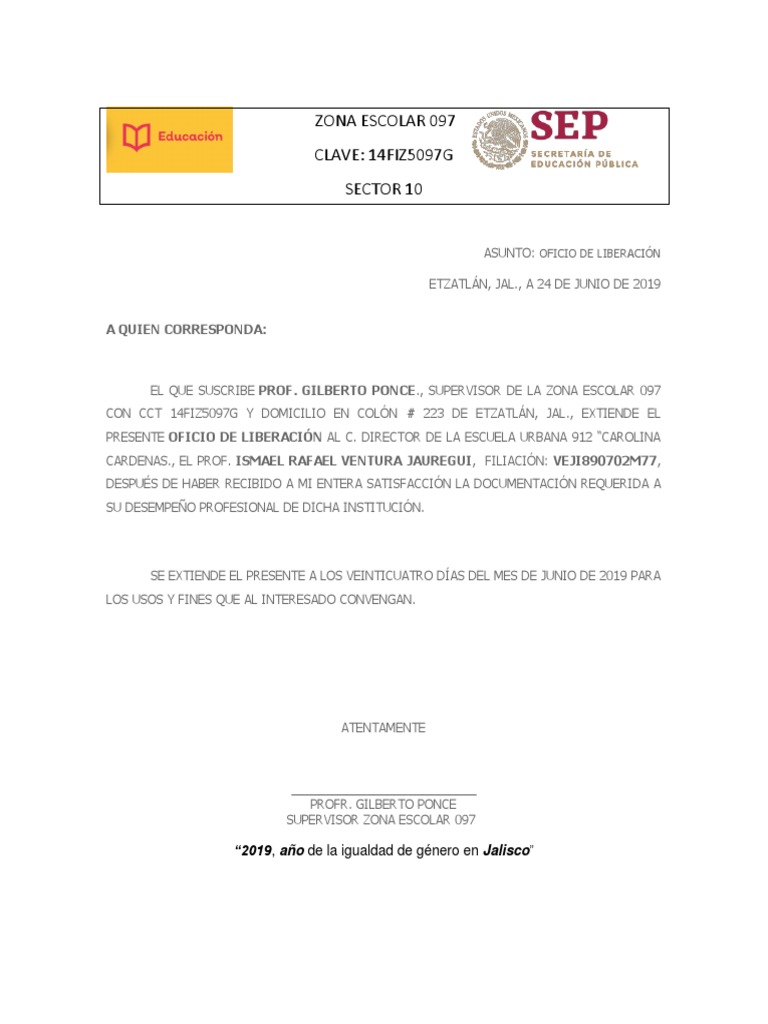 Machote Oficio de Liberación | PDF | Violencia