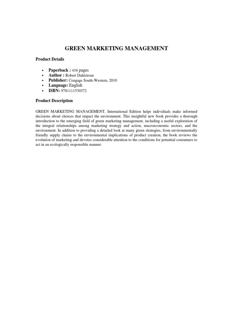 Green Marketing Management Overview | PDF | Self-Improvement