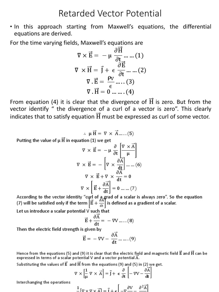 Retarded Vector Potential Derivation | PDF | Divergence | Mechanics