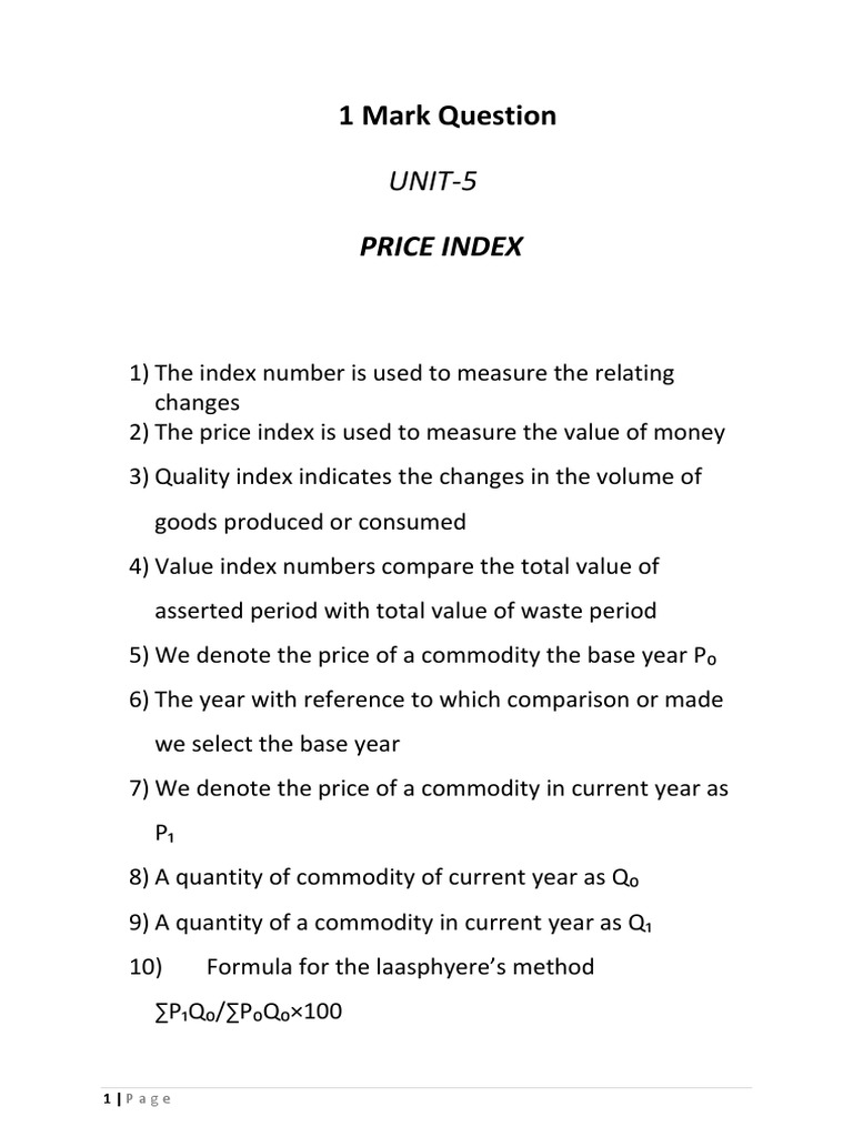 1 Mark Question | PDF | Arithmetic Mean | Sampling (Statistics)