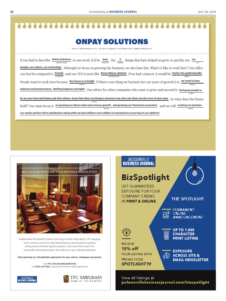 Onpay Solutions: Bizspotlight | PDF | Business