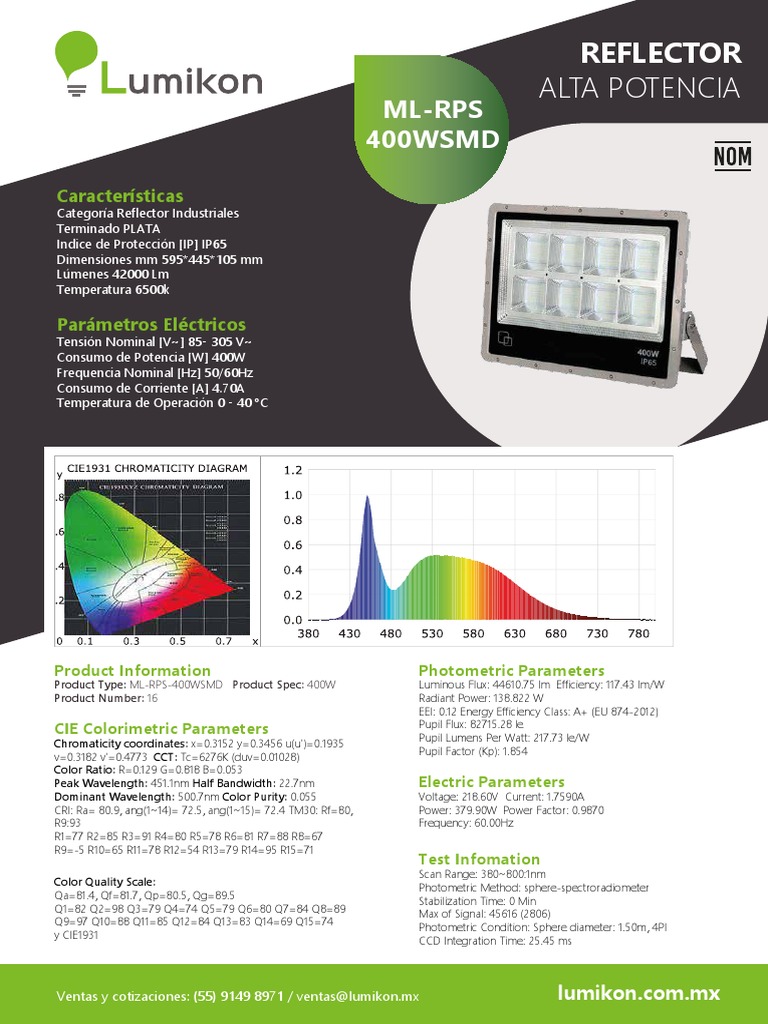 Product Specifications and Photometric Parameters for the ML-RPS ...