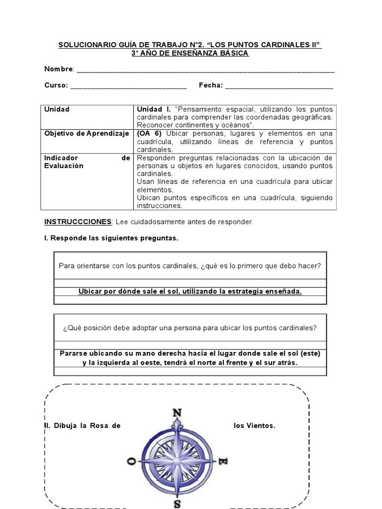 Ubicación y Orientación con Puntos Cardinales | PDF | Geografía ...