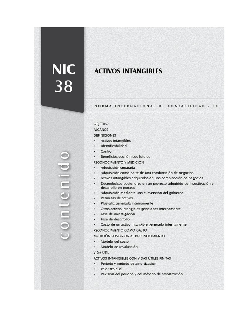 Nic 38 | PDF | Activo intangible | normas internacionales de INFORMACION FINANCIERA