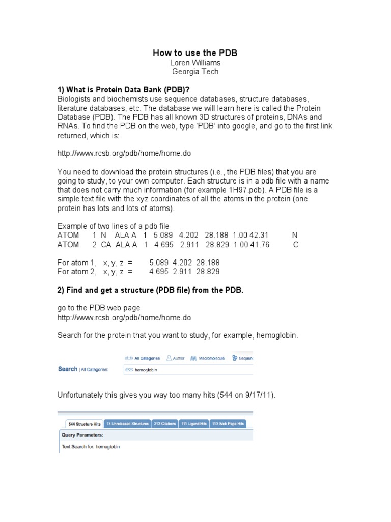 How To Use The PDB: 1) What Is Protein Data Bank (PDB) ? | PDF ...