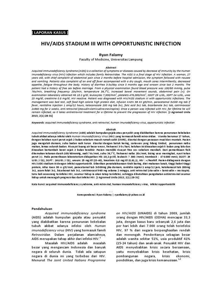 Hiv/Aids Stadium Iii With Opportunistic Infection: (Laporan Kasus ...