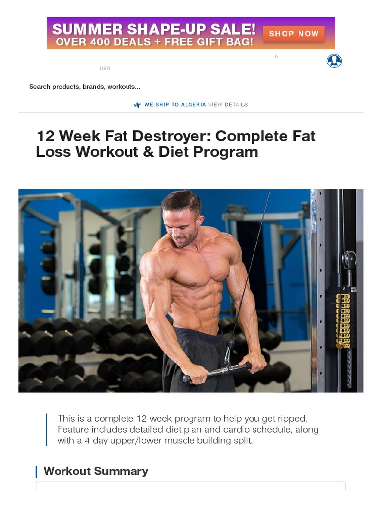 12 Week Fat Destroyer - Complete Fat Loss Workout & Diet Program ...
