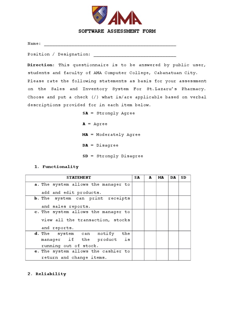 Software Assessment Form | PDF | Usability | Cyberspace