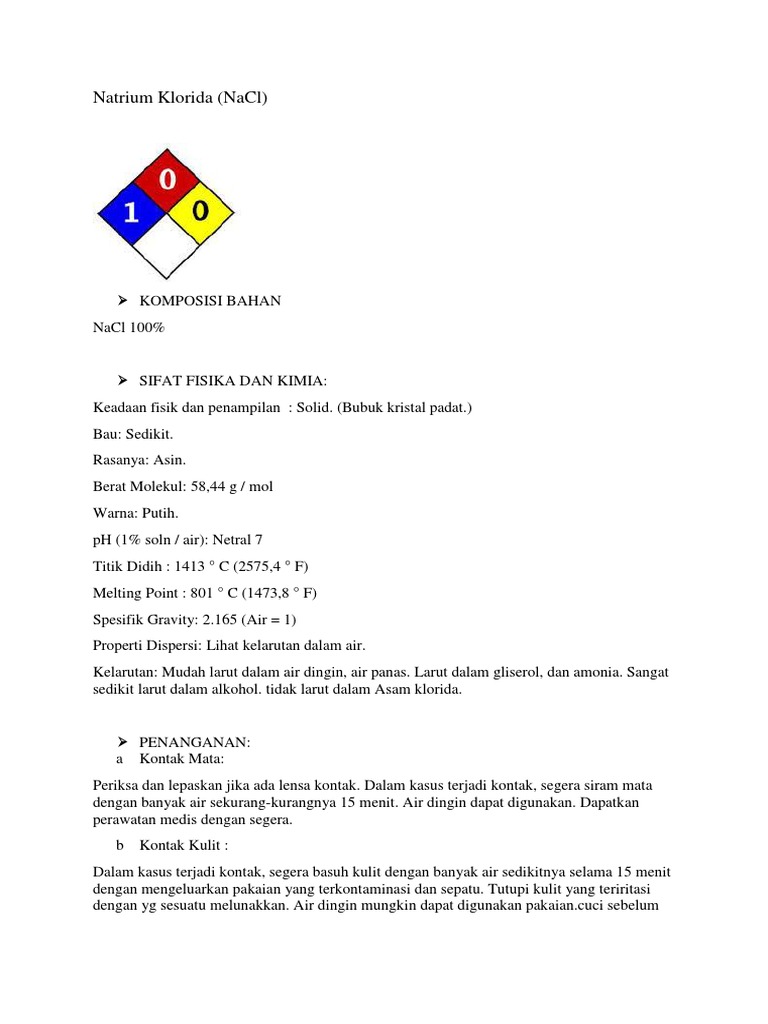 Msds Nacl | PDF | Kesehatan Holistik