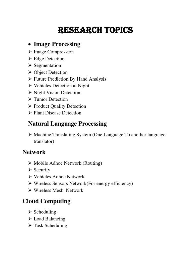 Research Topics: Image Processing | PDF