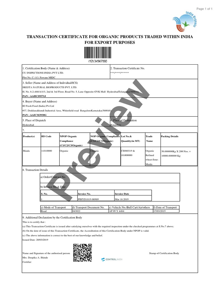 Id and Supplier Certificate PDF | PDF | Foods | Business