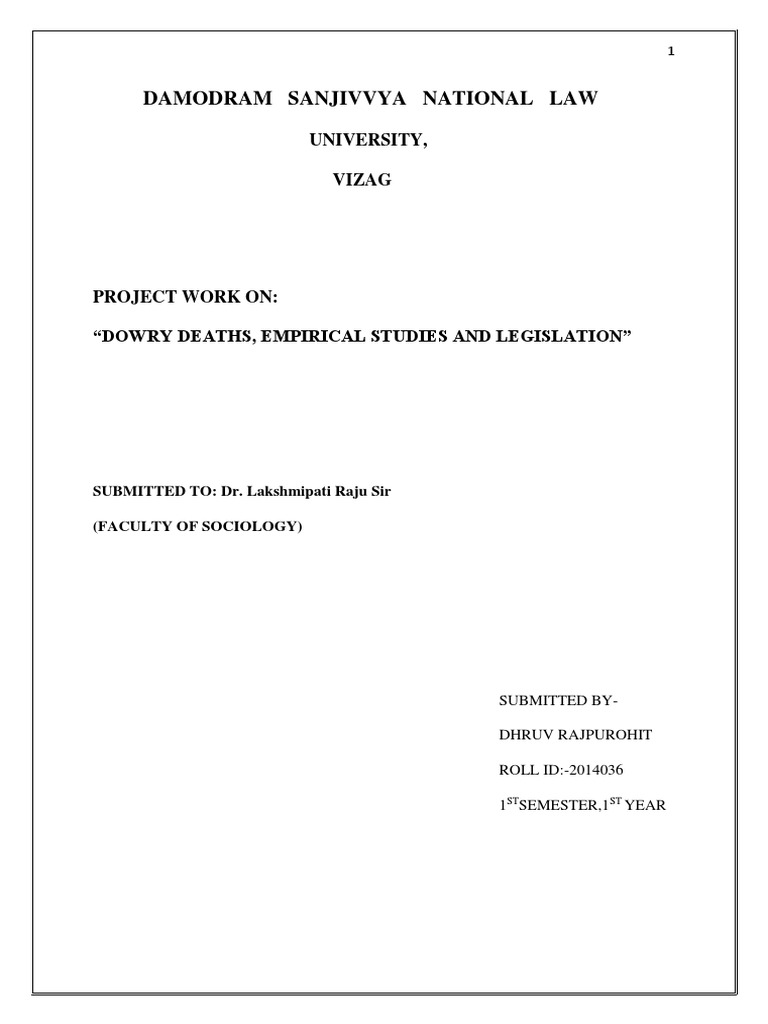 Final Sociology Project Dowry System | PDF | Marriage | Woman