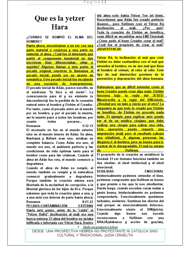 Doc1 Que Es La Yetzer Hara | PDF | Pecado | Mal