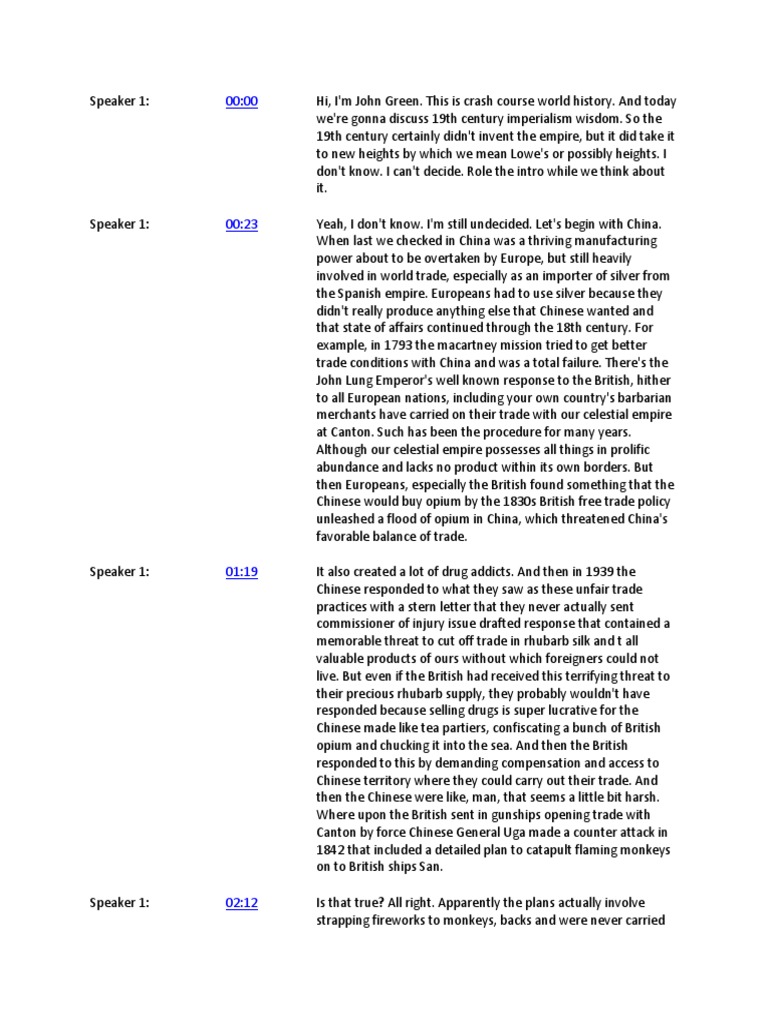 Imperialism - Crash Course World History #35 | PDF | Imperialism ...