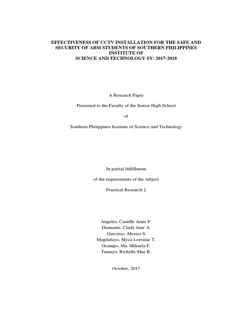 Effectiveness of CCTV Installation in Schools | PDF | Closed Circuit ...