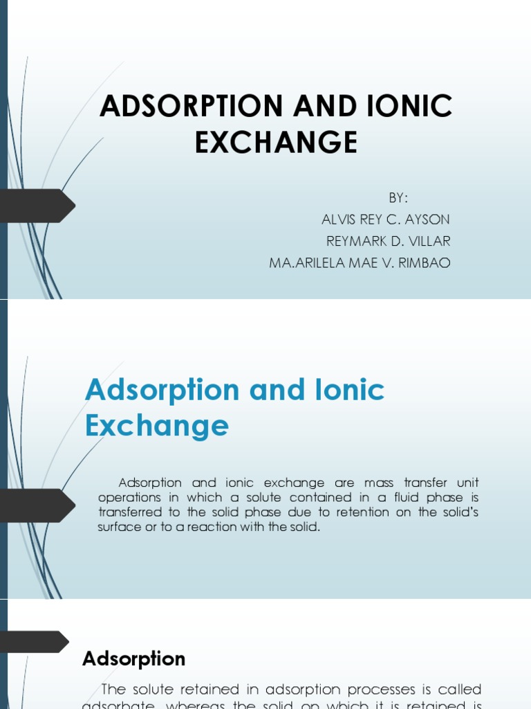 Adsorption and Ionic Exchange | PDF | Adsorption | Chemical Equilibrium