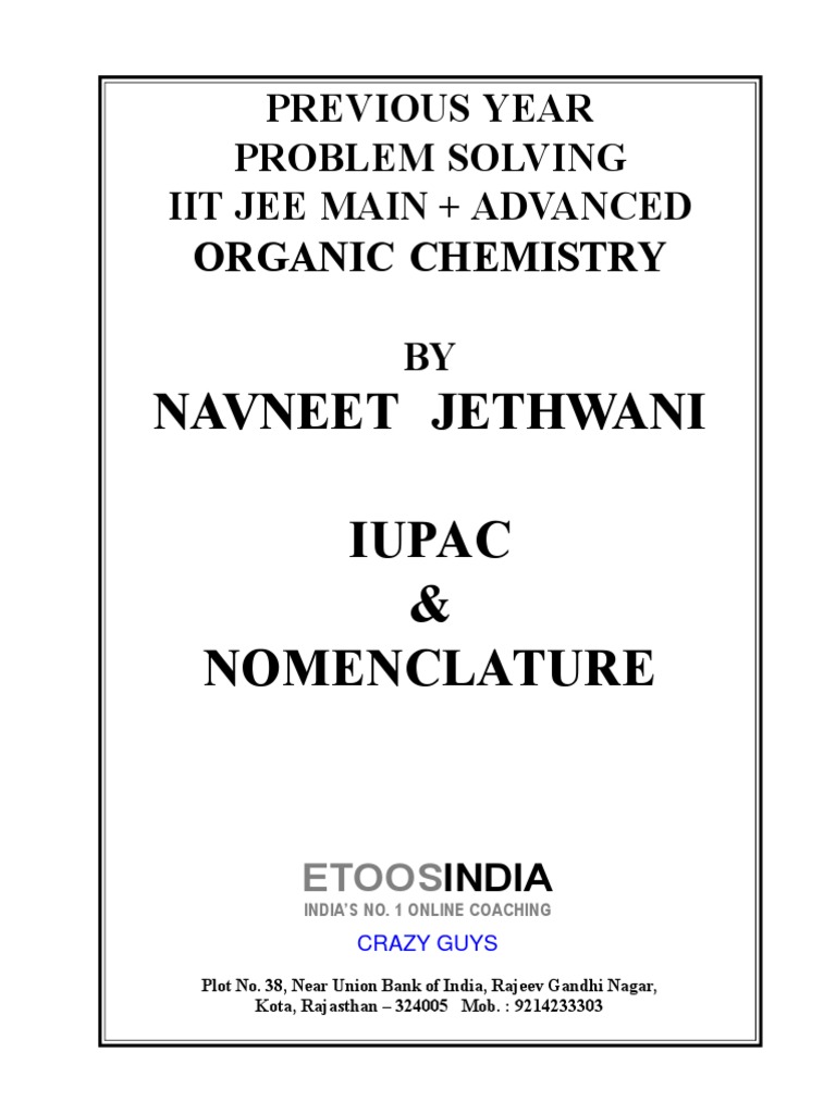 Jee Main Advanced Chemistrynomenclature Notes Pdf