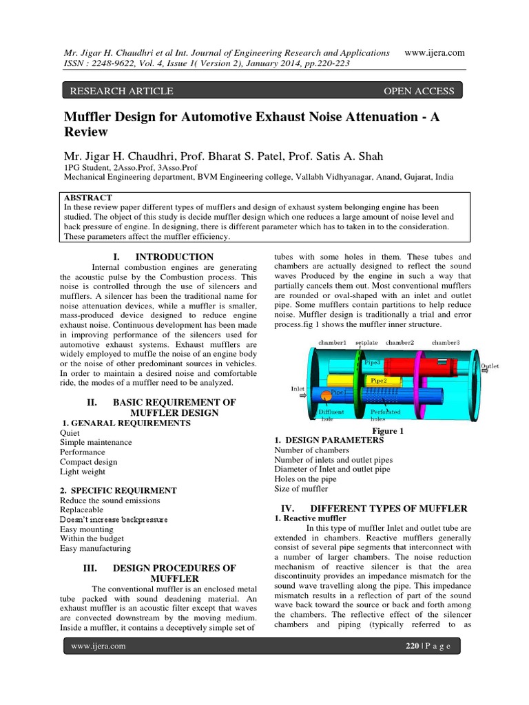 Muffler Design For Automotive Exhaust Noise Attenuation - A Review | PDF