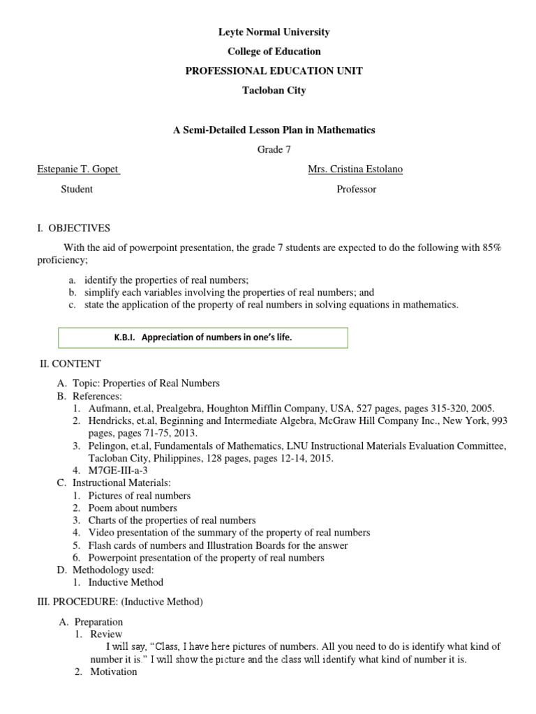 Lesson Plan Mathematics | PDF | Multiplication | Numbers