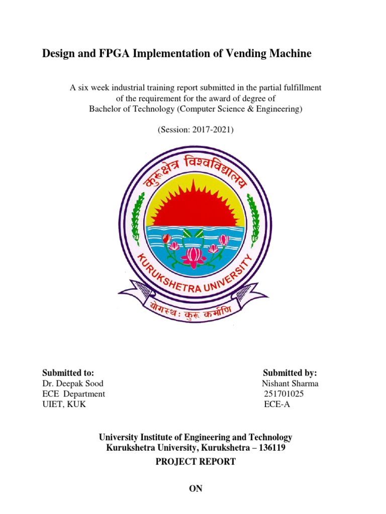 Design and FPGA Implementation of Vending Machine: Submitted To: Submitted by | PDF | Vhdl ...