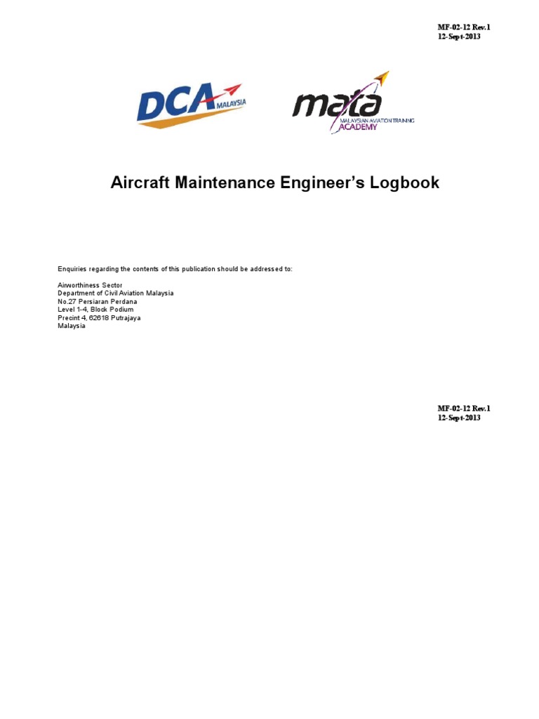 LAMPIRAN B - Aircraft Maintenance Technician Logbook | PDF | Rivet ...