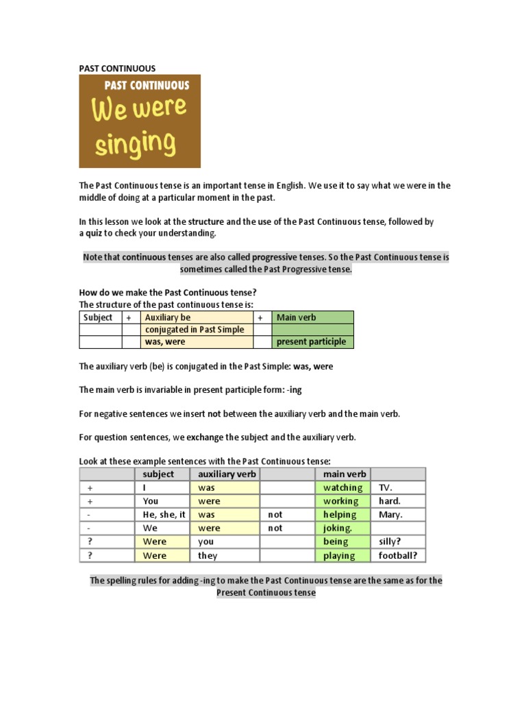 Past Continuous | PDF | Grammatical Tense | Verb