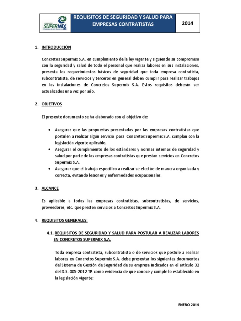 Requisitos de Seguridad para Contratistas | PDF | Gobierno | Salud y bienestar