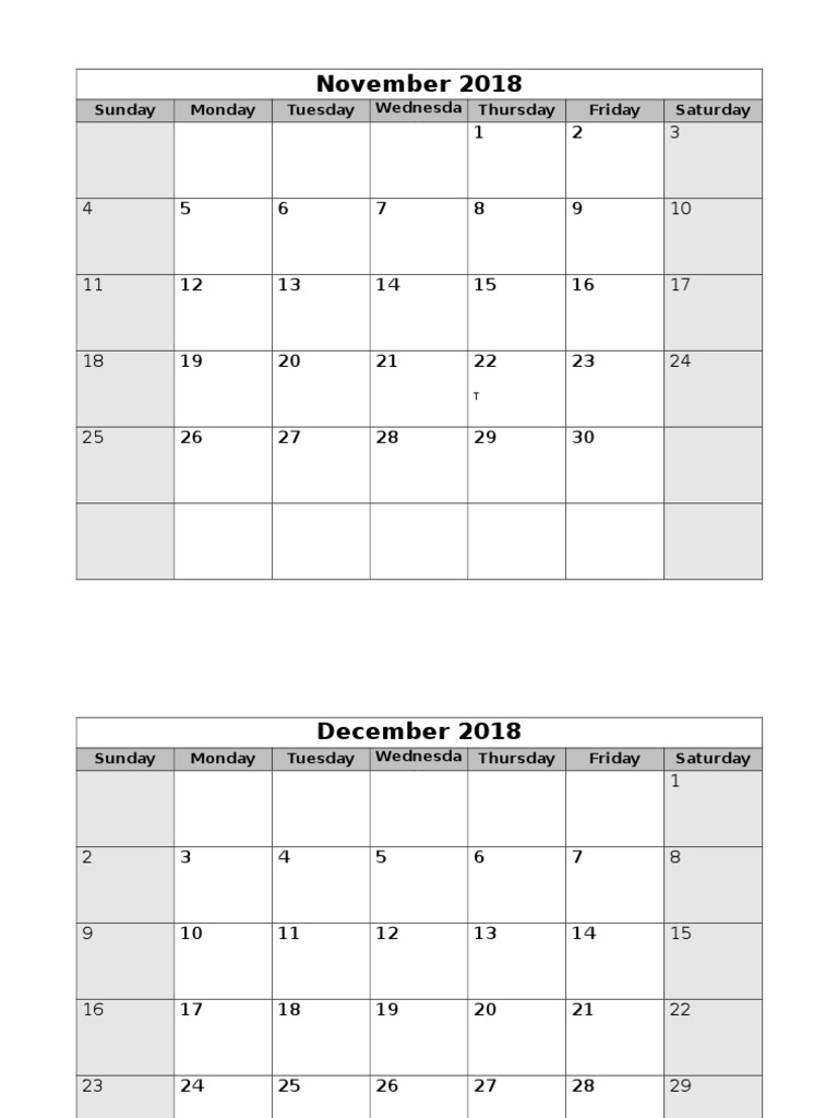 November-December Calendar | PDF