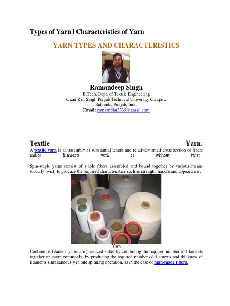 Types of Yarn | PDF | Yarn | Spinning (Textiles)