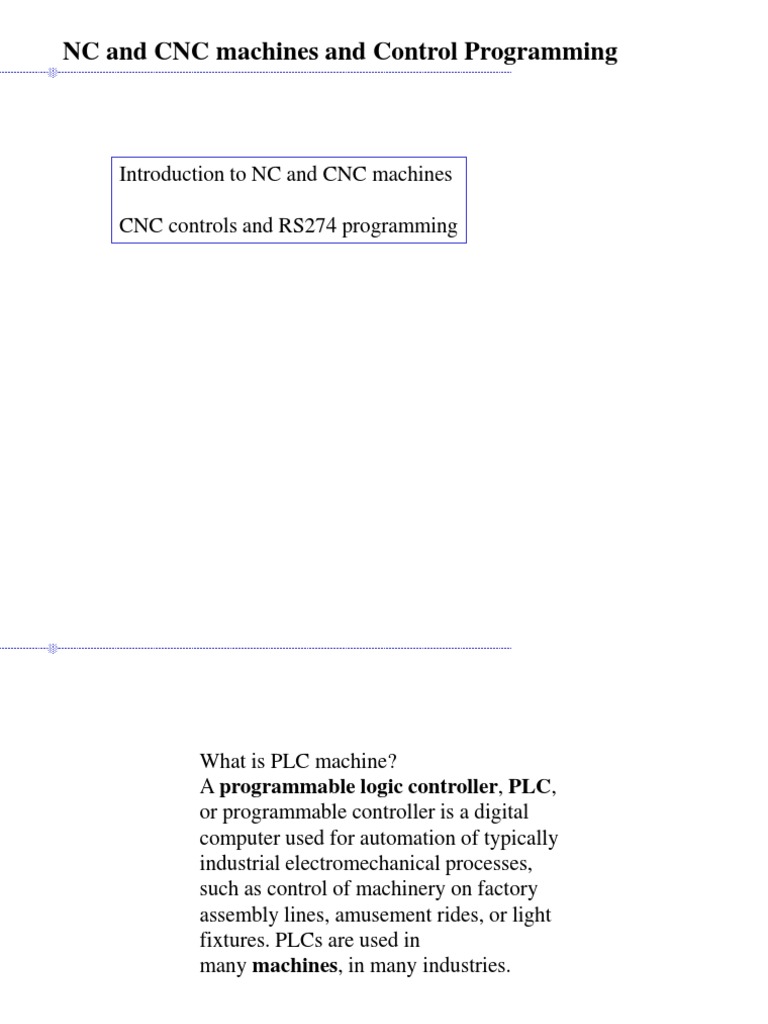Introduction To NC and CNC Machines CNC Controls and RS274 Programming | PDF | Numerical Control ...