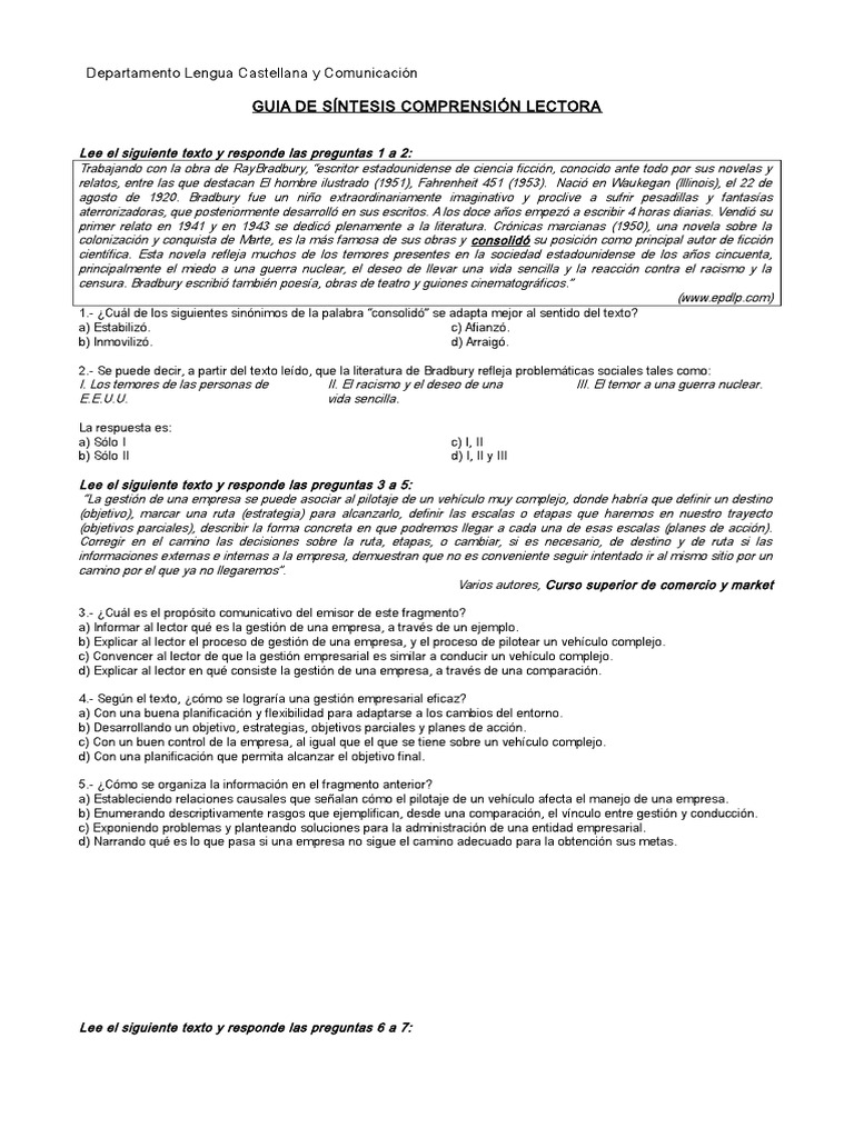 Guia Comprension Lectora Final - para Combinar | PDF | Núcleo atómico ...