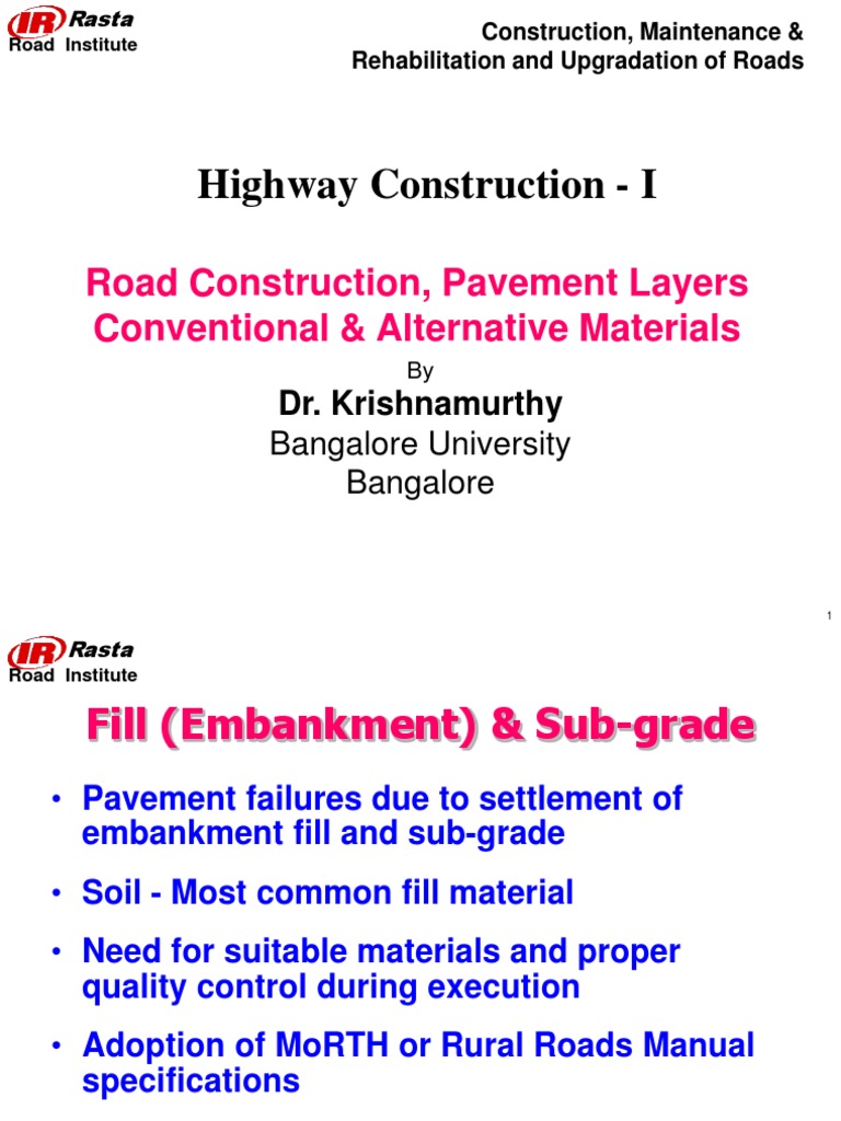 Highway Construction - I: Road Construction, Pavement Layers ...