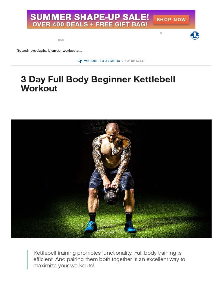 3 Day Full Body Beginner Kettlebell Workout | Download Free PDF ...