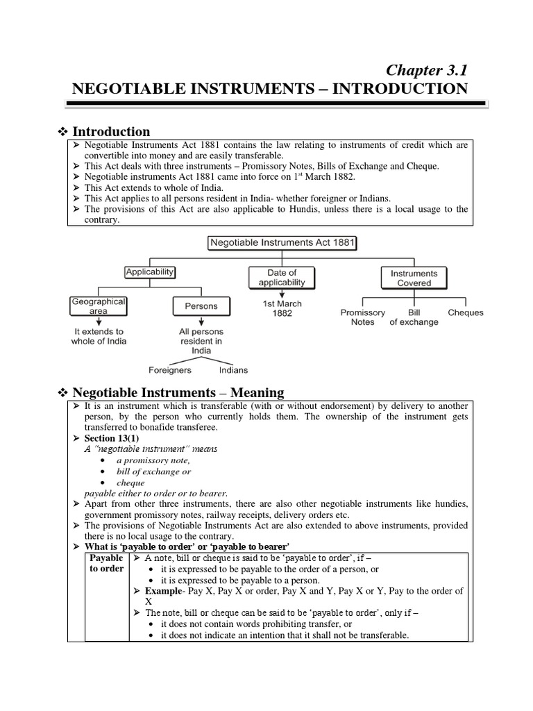 Negotiable Instruments Act | PDF | Negotiable Instrument | Promissory Note