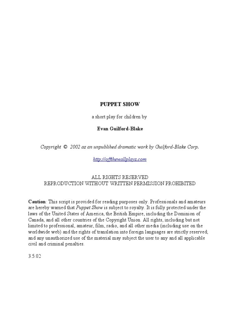 Puppet Show | PDF | Intellectual Works | Intellectual Property Law