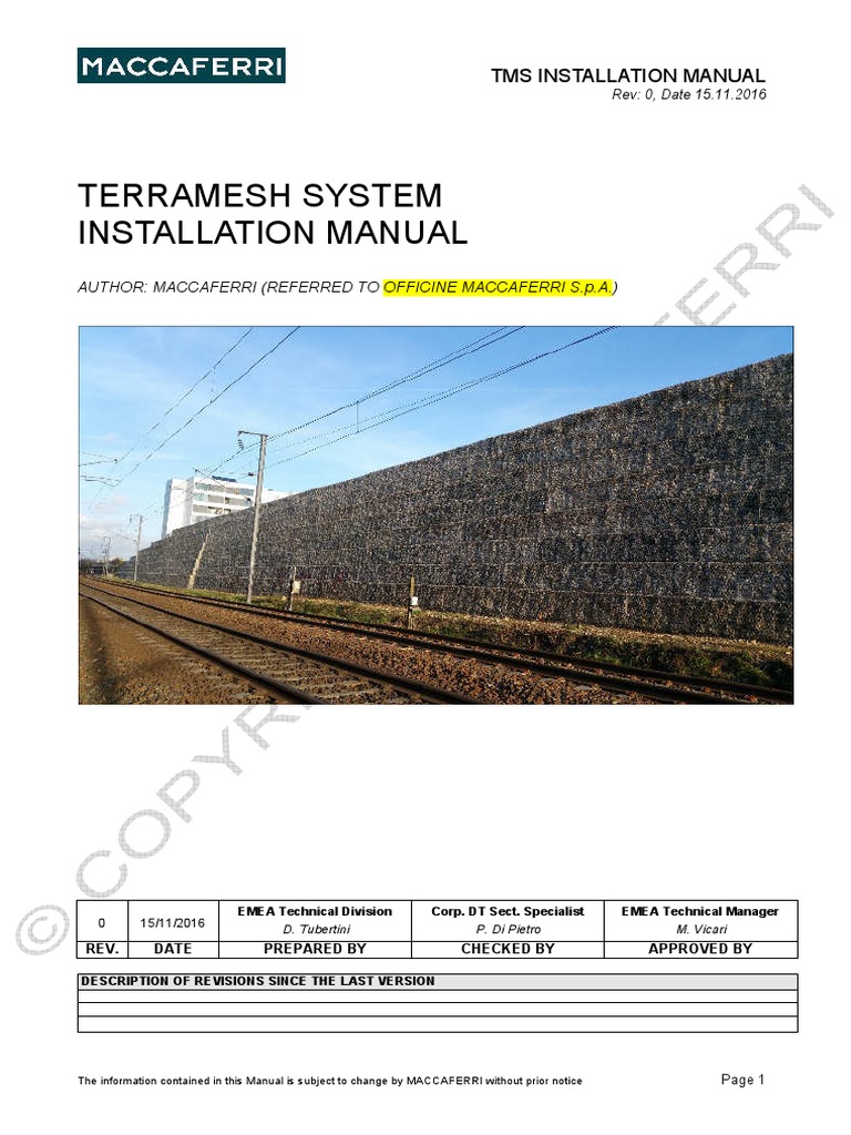 Installation Manual Terramesh System ENG 15112016 | PDF | General ...