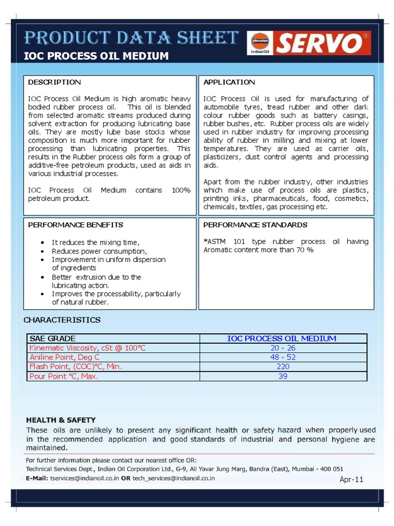 IOC Process Oil for Rubber Applications | PDF | Technology & Engineering