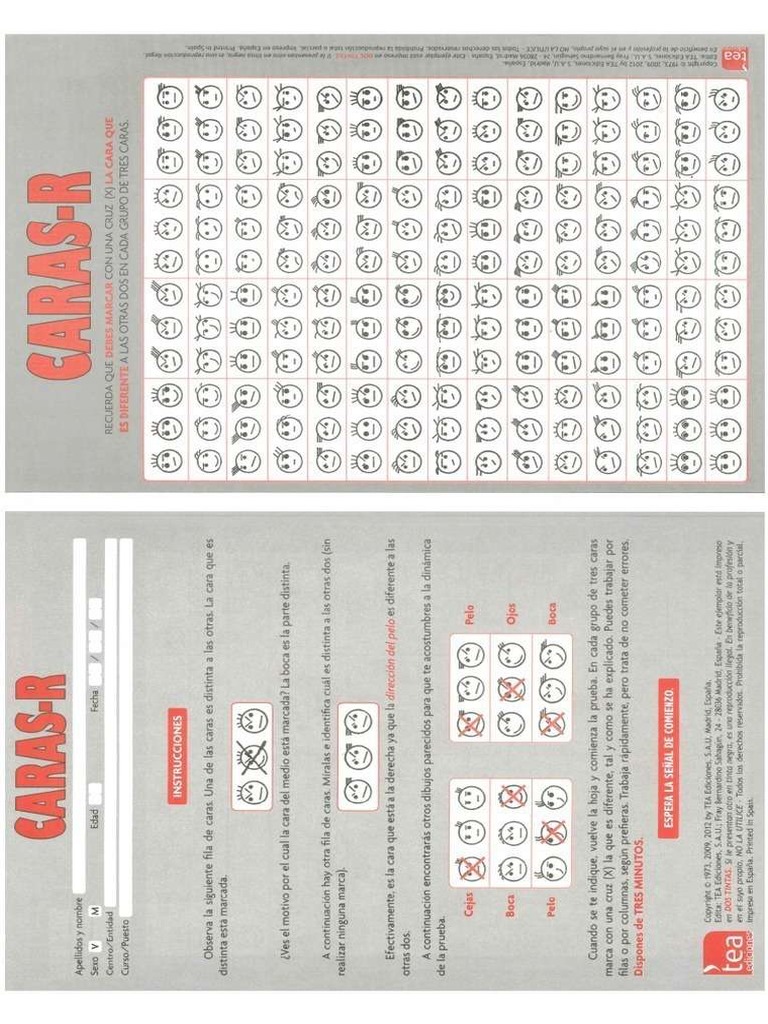Test Caras R Percepcion de Diferencias de Caras D NQ NP 660511 ...