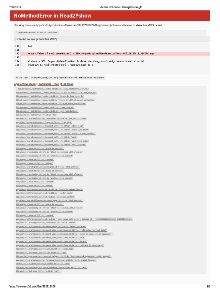 NoMethodError in Scribd PDF View | PDF | Computing | Software