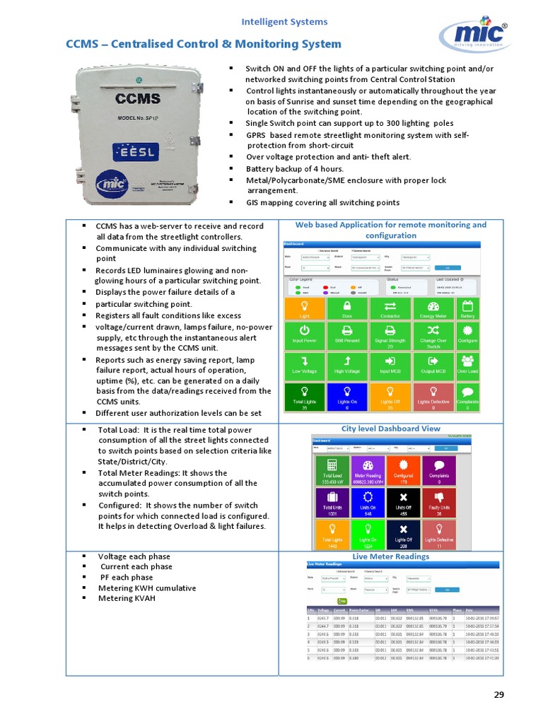 CCMS Centralised Control N Monitoring System | PDF | Street Light | Switch