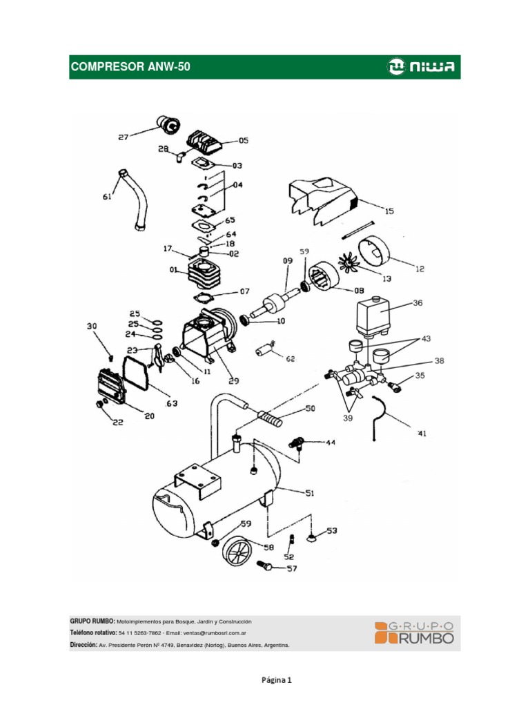 despiece-compresor-niwa-ANW50.pdf | Bienes manufacturados | Máquinas