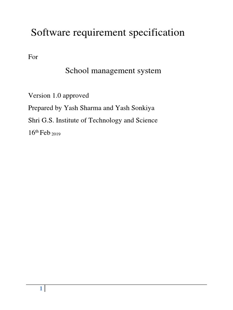 Software requirement specification: School management system | World ...