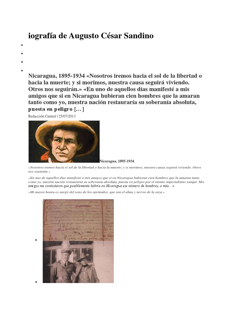 Vida de Augusto César Sandino | PDF | Nicaragua | Frente Sandinista de ...