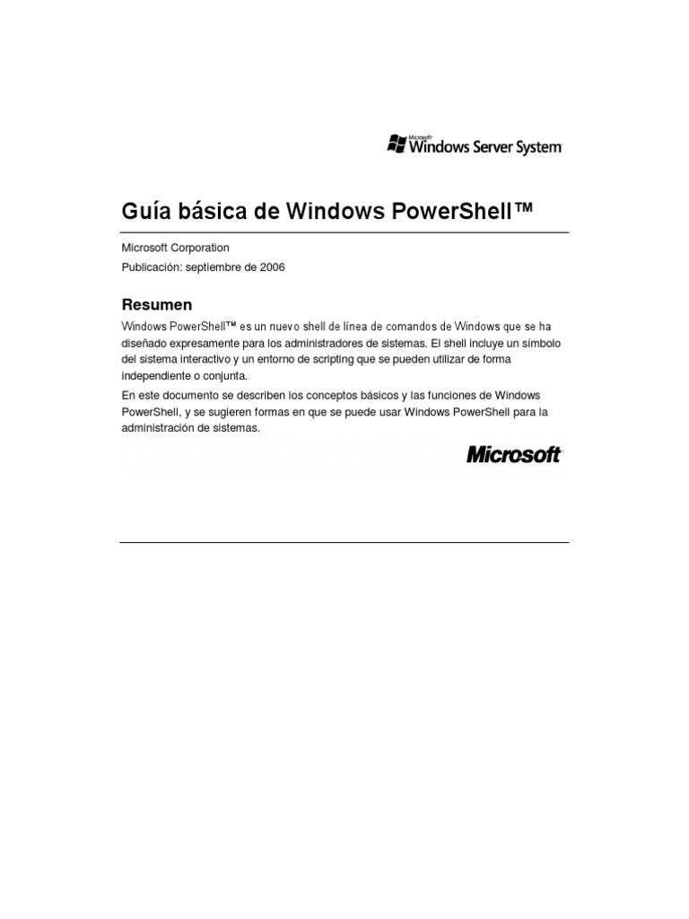 Guia Basica de Windows PowerShell PDF | PDF | Interfaz de línea de ...