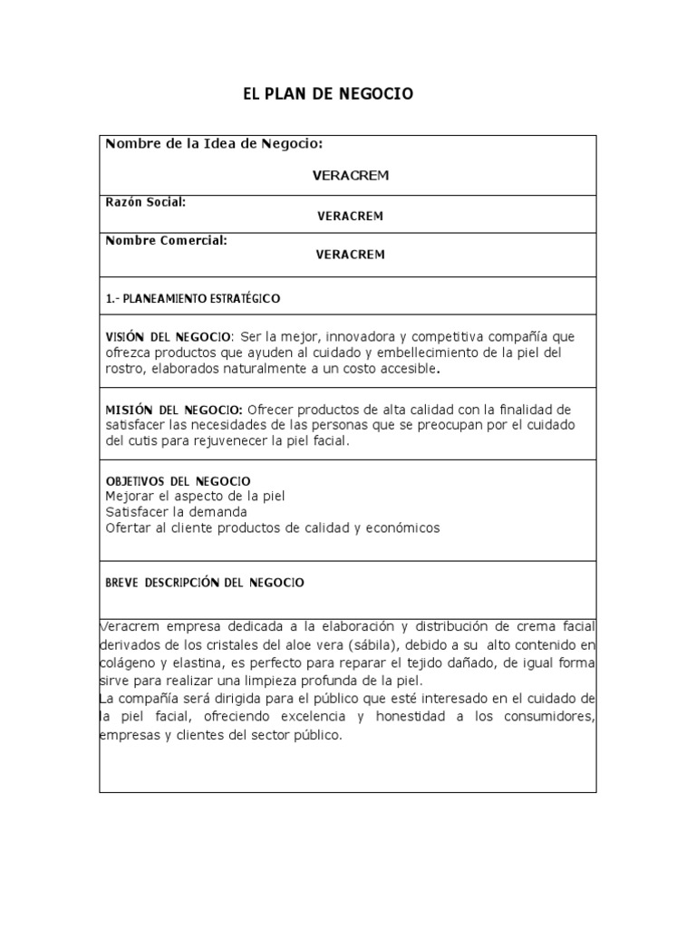 Plan de Negocios Completo | PDF | Producto (Negocio) | Mercado (economía)