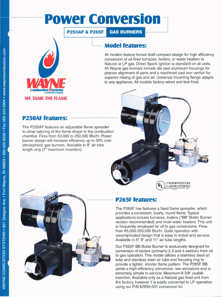 Wayne Gas Burner Conversion Models | PDF | Energy Conversion | Gases