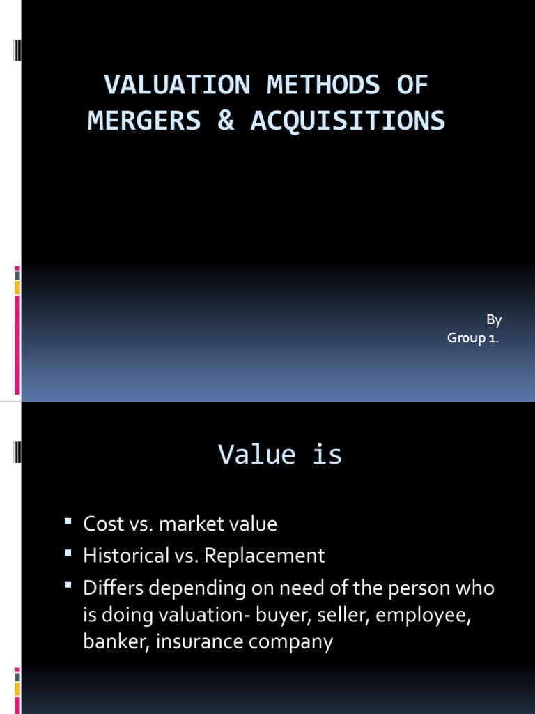 Valuation Methods of M&A | PDF | Valuation (Finance) | Book Value