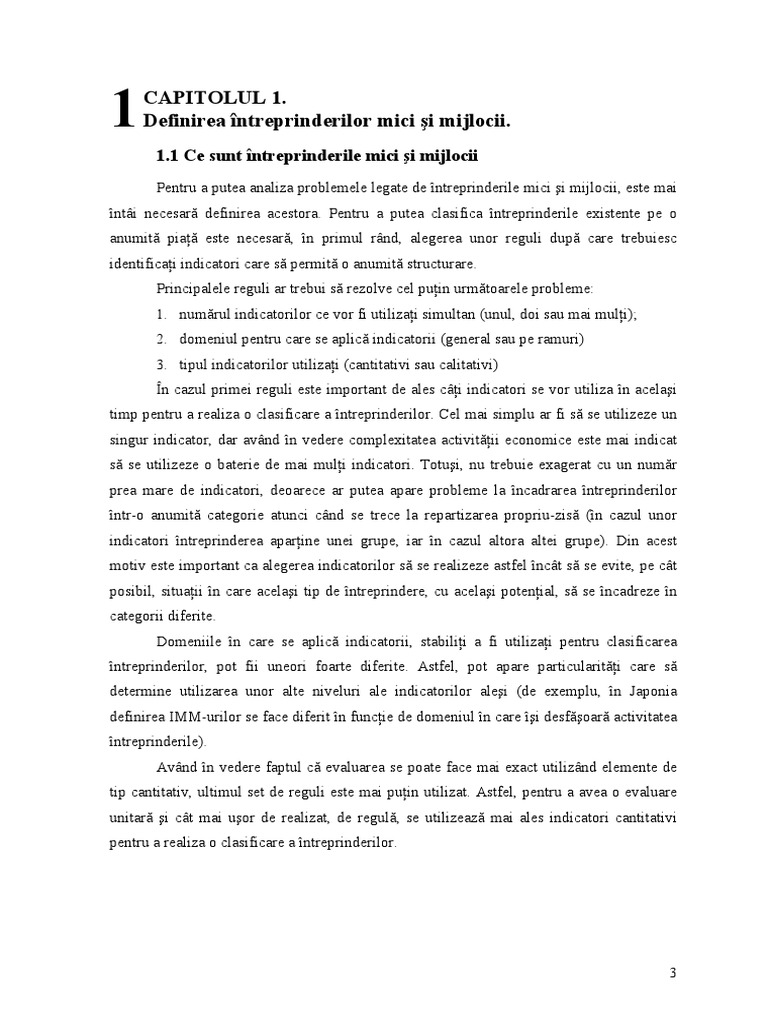 CAPITOLUL 1 Definirea Intreprinderilor Mici Si Mijlocii PDF | PDF