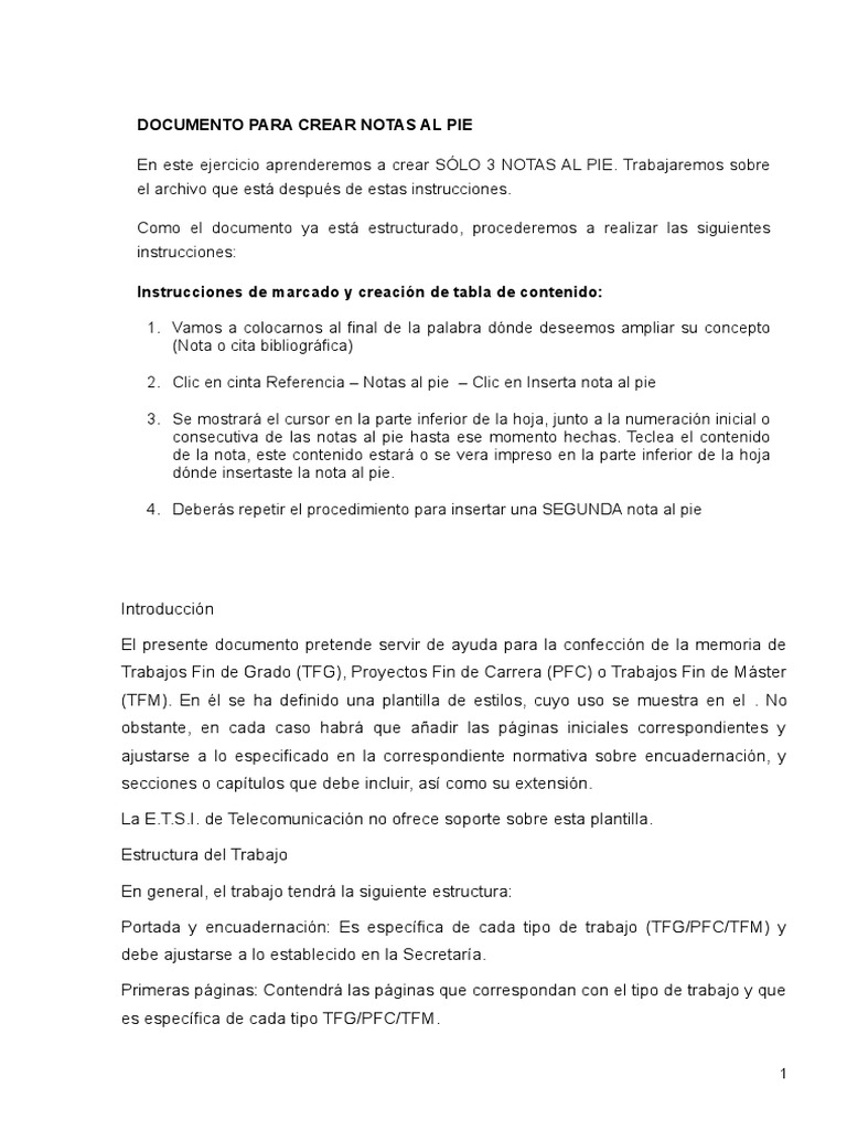 Guía para la creación de notas al pie en documentos | PDF | Ventana ...