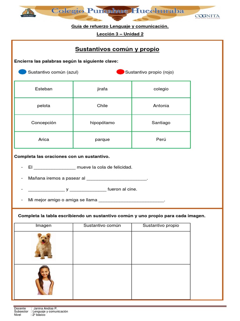 LEN2BUNI2N6HUEPRACTICA Sustantivos Propios y Comunes | PDF